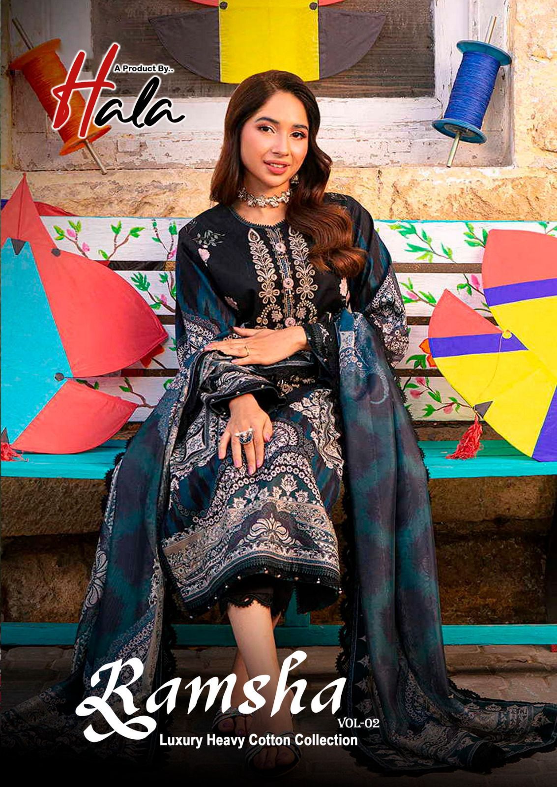 HALA RAMSHA VOL 2 LAWN KARACHI SUITS - Pehnava Fashion Mart